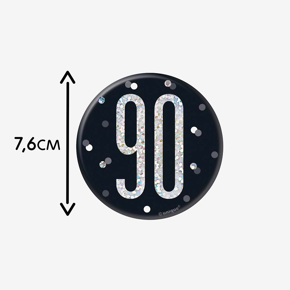 Badge d'anniversaire noir 90 pour anniversaire 90 ans