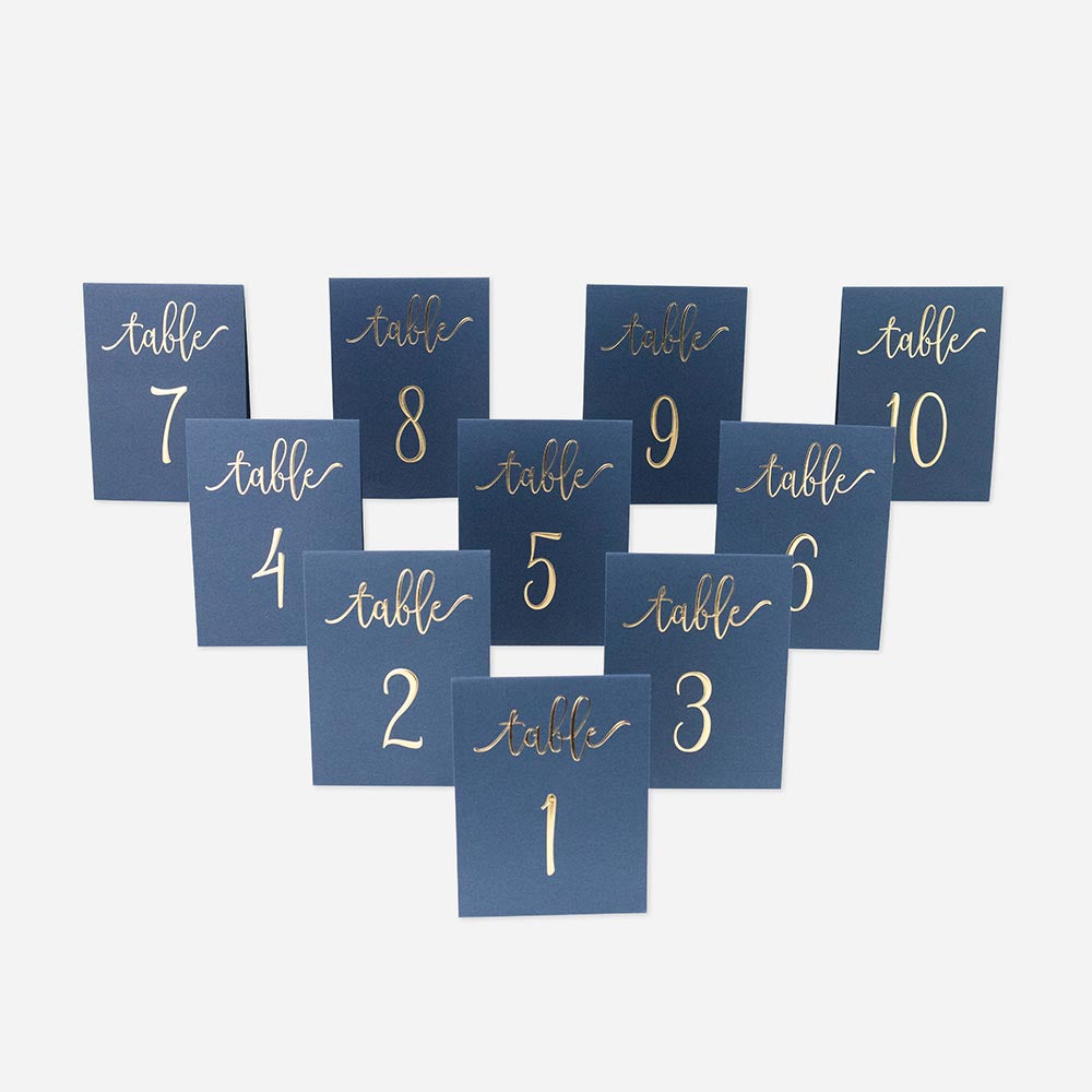 10 marque-tables bleu marine - Decoration table de mariage