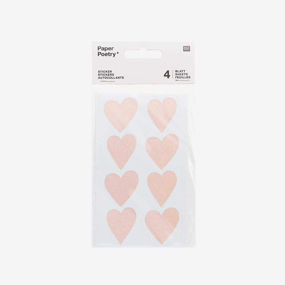 Stickers coeur rose poudré pour décoration carte de mariage
